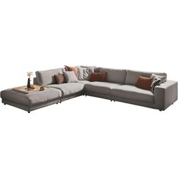 Ecksofa 3C CANDY, B:365cm H:86cm T:322cm, silber, 100% Polyester, Wohnzimmer, Sofas, "Enisa II, bequem und komfortabel, großes Familiensofa, L-Form",