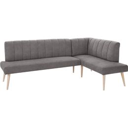 Eckbank, B:157cm H:92cm T:245cm, grau, exxpo - SOFA FASHION, Webvelour: 100% Polyester, Küche, Sitzbänke, "Costa, moderne Rückensteppung, bequem und