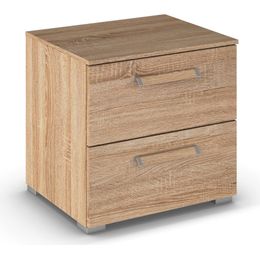 Nachtkommode Rauch, B:50cm H:49cm T:42cm, braun, Holzwerkstoff, Sideboards, "Nachttisch Nachtkonsole Kommode EVELYN", in elegantem Stil mit 2