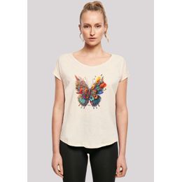 F4NT4STIC Damen T-Shirt "Schmetterling Blumen", beige, Gr. S, Obermaterial: 100% Baumwolle, Shirts, Print