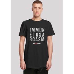 F4NT4STIC Damen T-Shirt "Long Cut Shirt 'Big Bang Theory Immune To Sarcasm'", schwarz, Gr. S, Obermaterial: 100% Baumwolle, Shirts, Herren,Premium