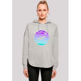 F4NT4STIC Damen Kapuzenpullover "Retro Alien Weltraum Sonnenuntergang", grau, Gr. XS, Obermaterial: 100% Baumwolle, Pullover, Premium Qualit&auml;t