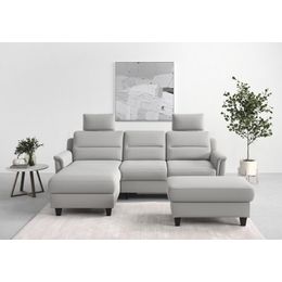 Sit & More Ecksofa SIT & MORE, B:234cm H:90cm T:168cm, silber, Wohnzimmer, Sofas, "Farö L-Form", inklusive Federkern, wahlweise mit Bettfunktion und Bettkasten