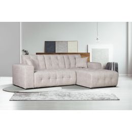 Ecksofa Home Affaire, B:234cm H:85cm T:163cm, beige, 100% Polyester, Wohnzimmer, Sofas, "Nosia L-Form", incl. 2 Zierkissen, mit feiner Steppung