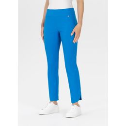 Stehmann Damen 7/8-Hose, blau, Gr. 38, unifarben, Obermaterial: 65% Baumwolle, 31% Polyamid, 4% Elasthan, Hosen, mit Seitenschlitzen