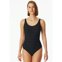 Schiesser Damen Badeanzug "Aqua", schwarz, Gr. 42, unifarben, Obermaterial: 82% Polyamid, 18% Elasthan, Badeanz&uuml;ge, mit feiner Streifenstruktur