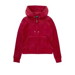 Juicy Couture Damen Kapuzennickijacke "ROBERTSON HOODIE Damen", rot, Gr. M, 95% POLYESTER, 5% ELASTAN, Jacken, Trainingsjacke Damen, Sweatjacke mit