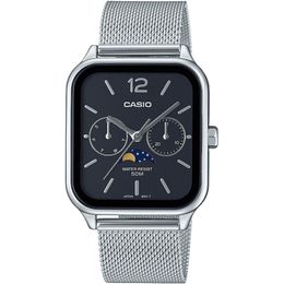 Damen Quarzuhr, silber, CASIO TIMELESS COLLECTION, Armbanduhren, Armbanduhr, Herrenuhr, Damenuhr, Datum, Mondphase, Edelstahlarmband