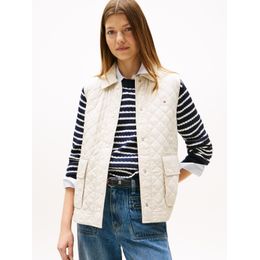 Tommy Hilfiger Damen Steppweste "PADDED NYLON SLIM QUILTED VEST", beige, Gr. L, unifarben, Web, Obermaterial: 100% Polyamid, Westen