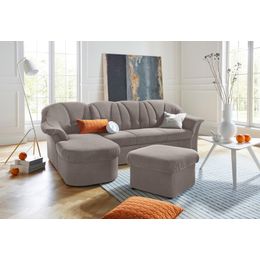 Ecksofa DOMO collection, B:238cm H:82cm T:141cm, grau, 100% Polyester, Wohnzimmer, Sofas, "Pegnitz, elegante Rückensteppung, komfortabel, L-Form",