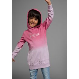 Kidsworld Mädchen Kapuzensweatshirt "Longsweatshirt mit LOVE print", bunt, Gr. 116, bedruckt, mehrfarbig, Sweatware, Obermaterial: 100% Baumwolle,