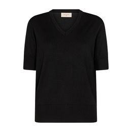 Freequent Damen Kurzarmpullover "FQKATIE-PULLOVER", schwarz, Gr. XS, unifarben, Strick, Obermaterial: 82% Viskose, 16% Polyamid, 2% Elasthan,