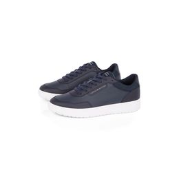 Tommy Hilfiger Herren Sneaker "TH BASKET CORE LTH PINPERF", Gr. 41, blau, Leder, Lederimitat, Textil, Schuhe, Freizeitschuh, Halbschuh, Schnürschuh