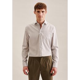 Seidensticker Herren Businesshemd "Regular", beige, Gr. 45, gestreift, 100% Baumwolle, Hemden, Regular Langarm Kentkragen Streifen