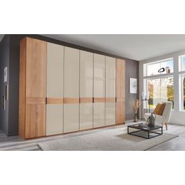 Dreht&uuml;renschrank Wiemann, B:344,2cm H:236cm T:58cm, beige, Floatglas, Hartfaserplatte, Holzwerkstoff, Massivholz, Schr&auml;nke, "Cardiff, Massivholzt&uuml;ren