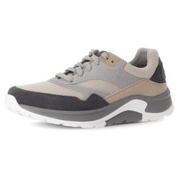 Herren Keilsneaker, Gabor Rollingsoft, Gr. 12, grau, Mesh, Veloursleder, Schuhe, Freizeitschuh, Halbschuh, Schnürschuh mit Wechselfußbett, Weite G