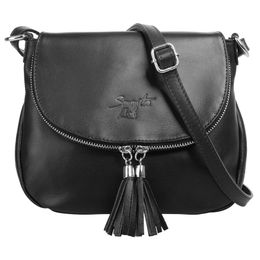 Samantha Look Damen Umh&auml;ngetasche, schwarz, Leder, leicht gl&auml;nzend, unifarben, Taschen, echt Leder, Made in Italy