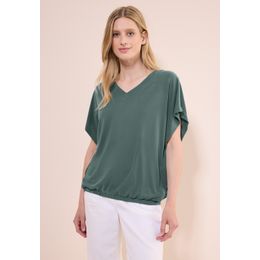 V-Shirt Cecil, Damen, Gr. M (40), grün (schwarz balmy khaki), Stoff, 78% Modal, 22% Polyester, unifarben, normal normal, V-Ausschnitt, Bündchen, Shirts, mit Elastiksaum