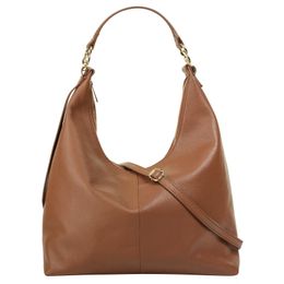 Samantha Look Damen Shopper, braun, Leder, leicht glänzend, unifarben, Taschen, Made in Italy, Große Handtasche mit Smartphonefach