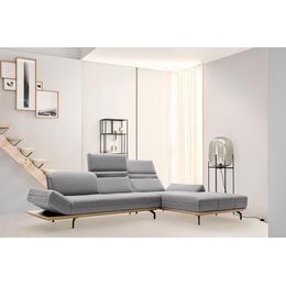 Ecksofa, B:313cm H:117cm T:212cm, grau, CREATION BY ROLF BENZ, Wohnzimmer, Sofas, "CR.420, Designecksofa, L-Form", in 2 Qualitäten, Holzrahmen in