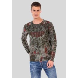 Cipo & Baxx CIPO & BAXX Herren T-Shirt "Sweatshirts", grau, Gr. M, bedruckt, 50% Baumwolle;50% Polyester, Shirts, mit coolem Print