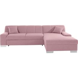 Ecksofa DOMO collection, B:268cm H:74cm T:153cm, rosa, Feinstruktur (100% Polyester);Luxus-Microfaser (100% Polyester);Zierkissen: Im jeweiligen