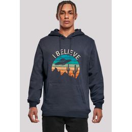 F4NT4STIC Herren Kapuzenpullover "I Believe UFO Alien Sonnenuntergang", blau, Gr. S, Obermaterial: 65% Baumwolle, 35% Polyester, Pullover, Premium