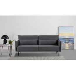 Schlafsofa Inosign, B:204cm H:89cm T:87cm, grau, 100% Polyester, Wohnzimmer, Sofas, "TULARE, 204 cm, klappbarer 3-Sitzer mit verstellbarer