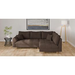 Ecksofa Home Affaire, B:231cm H:81cm T:161cm, braun, 92% Polyester, 8% Nylon, Wohnzimmer, Sofas, "CHARRE L-Form mit Ottomane, Maße B/T/H: 231/161/81