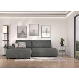 Ecksofa Trendmanufaktur, B:250cm H:82cm T:167cm, grau, 92% Polyester, 8% Polyamide, Wohnzimmer, Sofas, "Fordon II, Schlafsofa mit Bettkasten, Couch