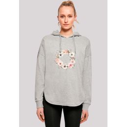 F4NT4STIC Damen Kapuzenpullover "Rosa Blumenkranz", grau, Gr. XS, Obermaterial: 100% Baumwolle, Pullover, Premium Qualit&auml;t