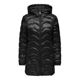 Only Damen Steppmantel "ONLVEGA WAVE QUILTED COAT CC OTW", schwarz, Gr. S, leicht glänzend, unifarben, Steppware, Obermaterial: 60% Polyester, 40%