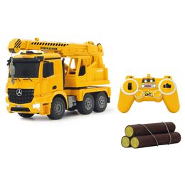 Jamara Kinder RC-Truck "Schwerlastkran Mercedes Arocs", gelb, Kunststoff, B:40cm H:22cm T:15cm, Fernlenkfahrzeuge, mit Signallichtern