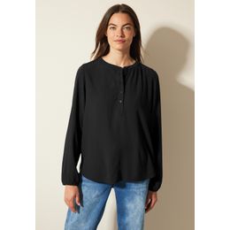 Cecil Damen Langarmbluse, schwarz, Gr. XXL, unifarben, Stoff, 58% Viskose, 42% Polyester, Blusen, mit Rundhalsausschnitt
