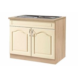 Wiho-K&uuml;chen Sp&uuml;lenschrank WIHO K&Uuml;CHEN, B:100cm H:85cm T:60cm, beige, K&uuml;che, Schr&auml;nke, "Linz", 100 cm breit, in Landhaus-Optik