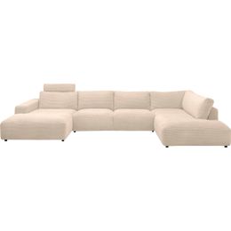 Wohnlandschaft Musterring, B:434cm H:81cm T:204cm, beige, Sofas, "Lucia U-Form", Verschiedene Farben, inkl. Kopfstütze, Gesamtbreite 434 cm