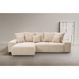 Ecksofa WERK2, B:300cm H:76cm T:150cm, beige, 90% Polyester, 10% Nylon, Wohnzimmer, Sofas, "Riwa, modernes Sofa zum Kuscheln und Entspannen, Breite