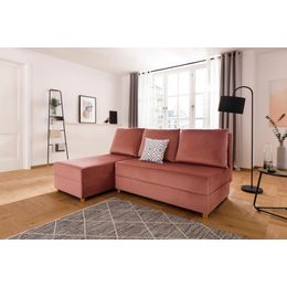 Ecksofa Inosign, B:197cm H:90cm T:145cm, rosa, Struktur fein (100% Polyester);Luxus-Microfaser weich (100% Polyester);Samtoptik (100% Polyester),