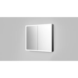 Badezimmerspiegelschrank Talos, B:80cm H:70cm T:13cm, schwarz, Aluminium, Schr&auml;nke, "Talos Magnus", 80x70 cm, mit austauschbarer LED-Beleuchtung