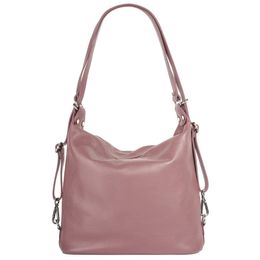 Samantha Look Damen Shopper, rosa, Leder, leicht glänzend, unifarben, Taschen, echt Leder, Made in Italy
