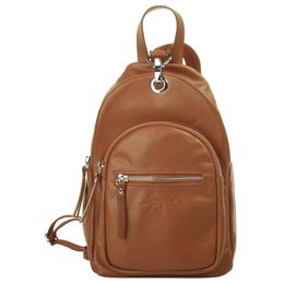 Samantha Look Damen Cityrucksack, braun, Leder, Rindsleder, beschichtet, leicht glänzend, Rucksäcke, echt Leder, Made in Italy