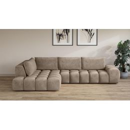 Ecksofa Inosign, B:352cm H:72cm T:210cm, grau, 100% Polyester, Wohnzimmer, Sofas, "AZITA Designsofa, elegant und bequem L-Form, Bubble-Optik", lose