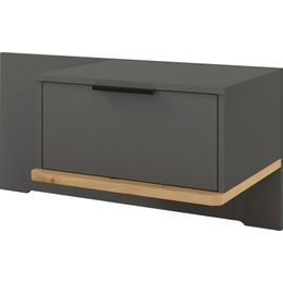 Nachtschrank Musterring, B:90cm H:43cm T:47cm, grau, Holzwerkstoff, Schränke, "Isabelle", verschiedene Farben, Unterboden in Eiche, Maße B50/90 x H43