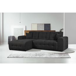 Ecksofa Home Affaire, B:234cm H:85cm T:163cm, schwarz, 100% Polyester, Wohnzimmer, Sofas, "Nosia L-Form", incl. 2 Zierkissen, mit feiner Steppung