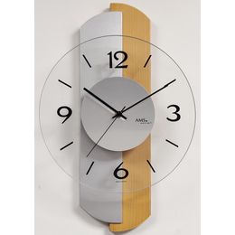 AMS Wanduhr "W9209", B/H/L: 27cm x 6cm x 42cm, braun, Wanduhren, Made in Germany,Holz,Buche,Wohnzimmer,Esszimmer,Küche,Arbeitszimmer