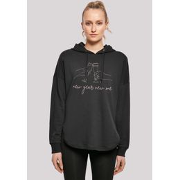 F4NT4STIC Damen Kapuzenpullover "Silvester Party new year new me", schwarz, Gr. M, Obermaterial: 100% Baumwolle, Pullover, Print