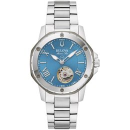 Bulova Damen Automatikuhr "Marine Star Automatic", silber, Armbanduhren, Armbanduhr, Damenuhr, bis 10 bar wasserdicht, Saphirglas