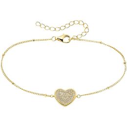 Damen Armband "Schmuck Geschenk Silber 925 Armkette Herzchen", 22cm, Silber 925 (Sterlingsilber), gold, ANISTON JEWELRY & WATCHES, Silber 925