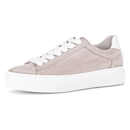 Gabor Damen Plateausneaker "FLORENZ", Gr. 40, beige, Kalbsleder, Ziegenveloursleder, Schuhe, Freizeitschuh, Halbschuh, Schn&uuml;rschuh mit Ziern&auml;hten,