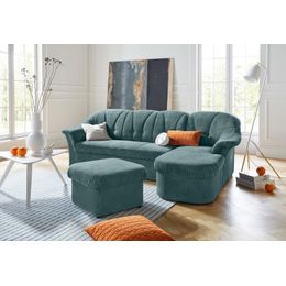 Ecksofa DOMO collection, B:238cm H:82cm T:141cm, blau, 95% Polyester, 5% Nylon, Wohnzimmer, Sofas, "Pegnitz, elegante Rückensteppung, komfortabel,